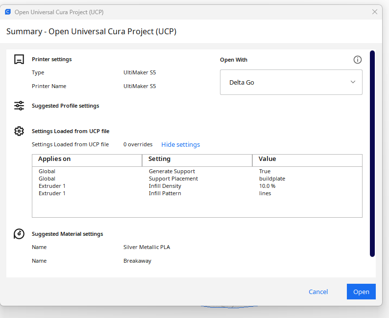 How to Use a Universal Cura Project