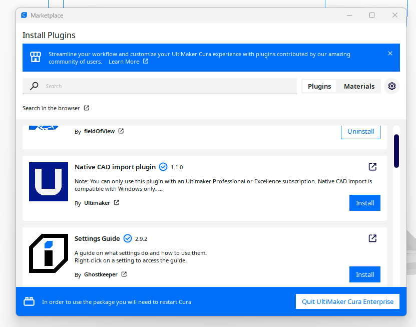 Invalid file message, when opening Native CAD files in Ultimaker Cura