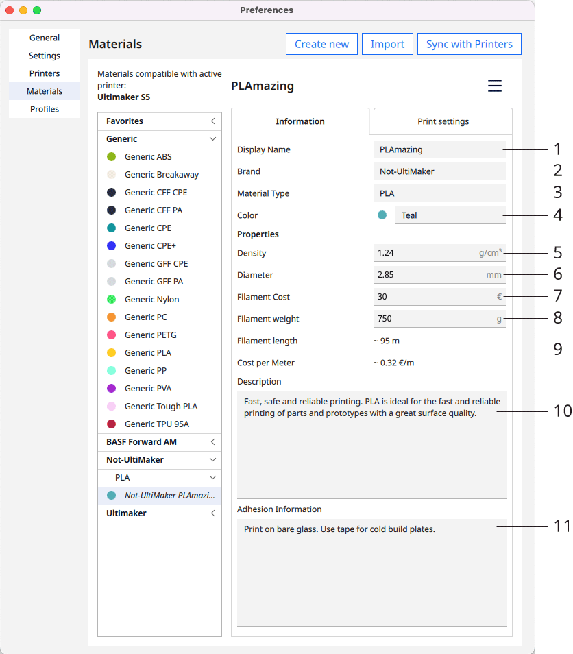 How to add a custom material in UltiMaker Cura