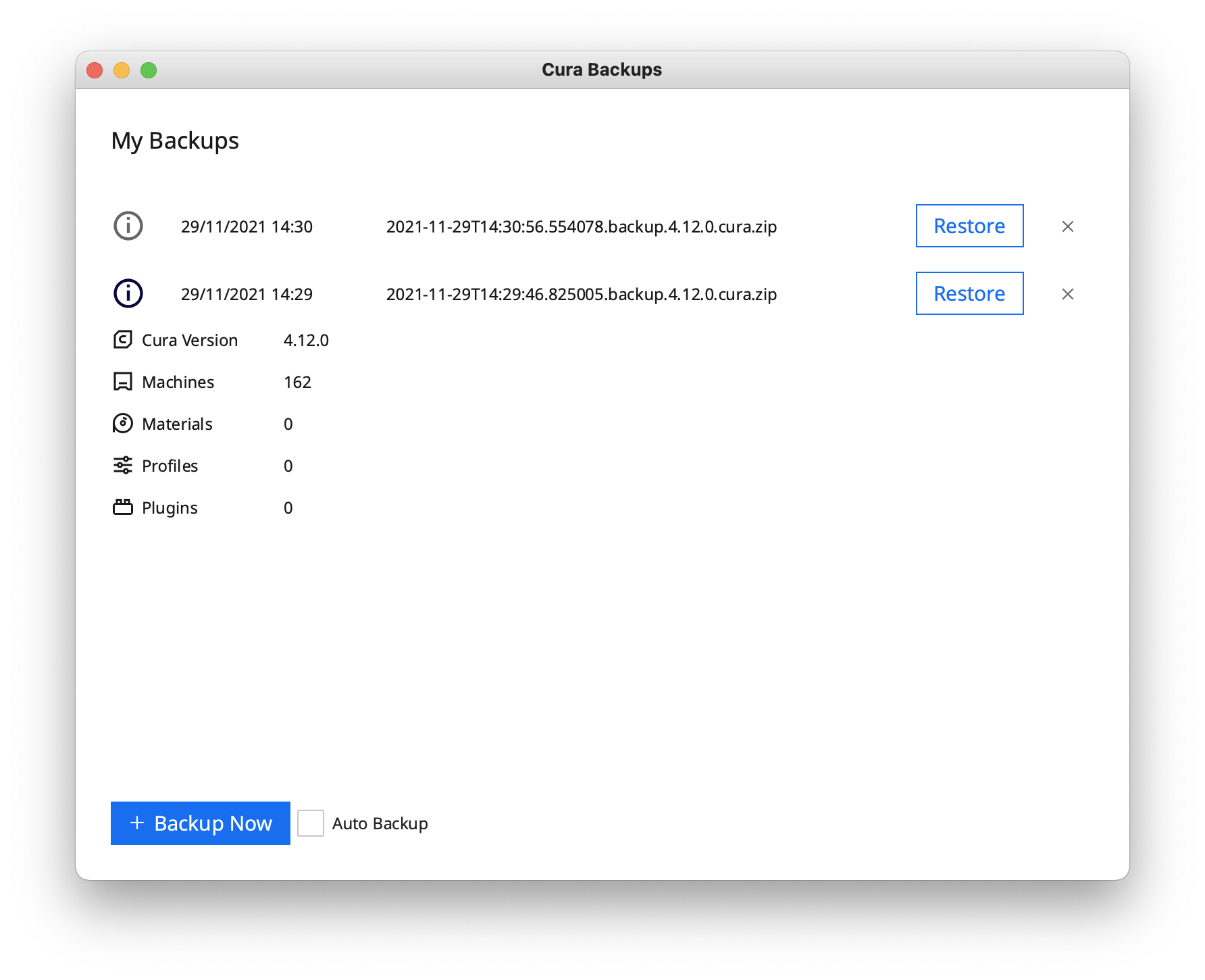 How do Cura backups work?